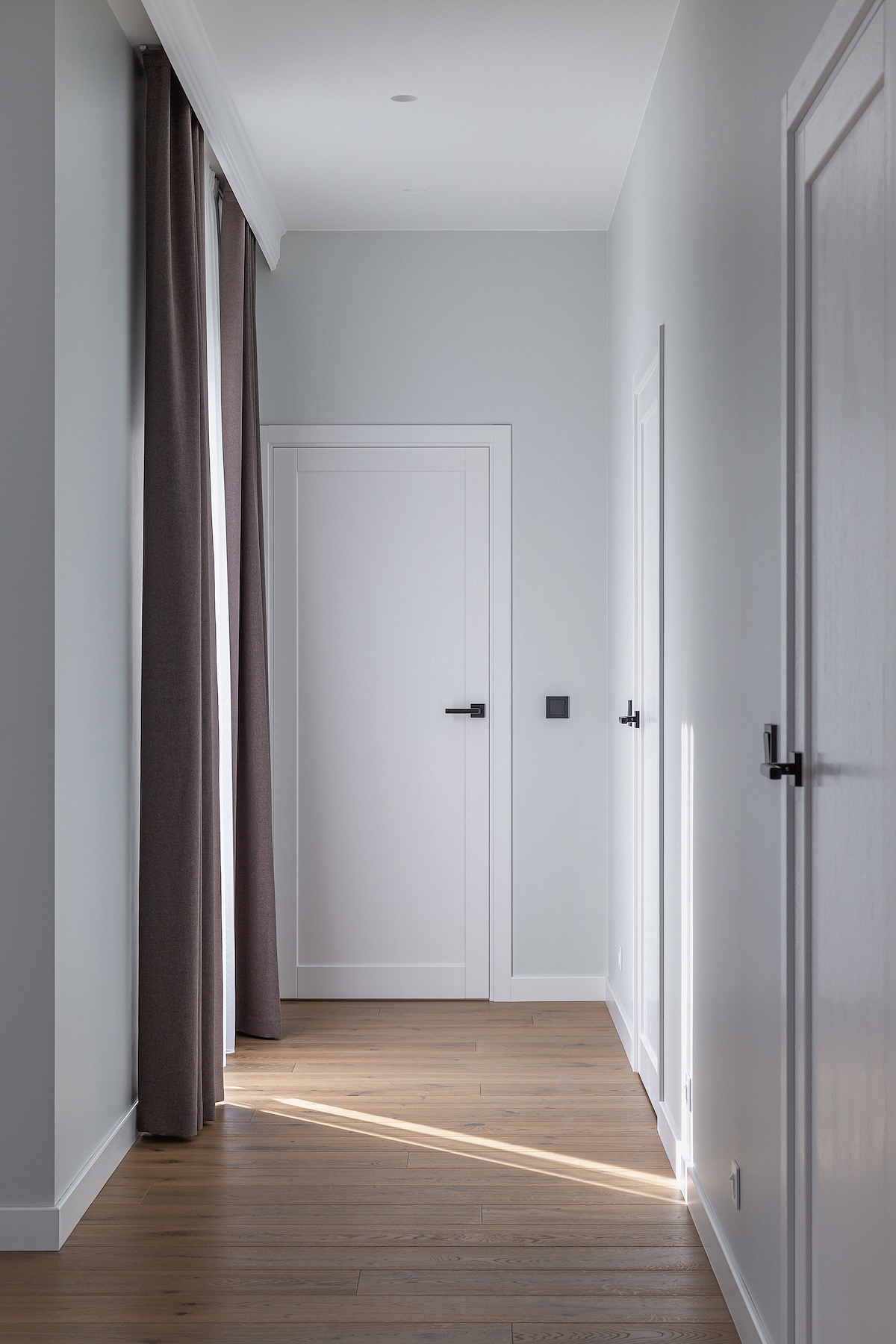 Panel style oak doors (classic RAL 9003 colour) and oak floors in Dunes ...