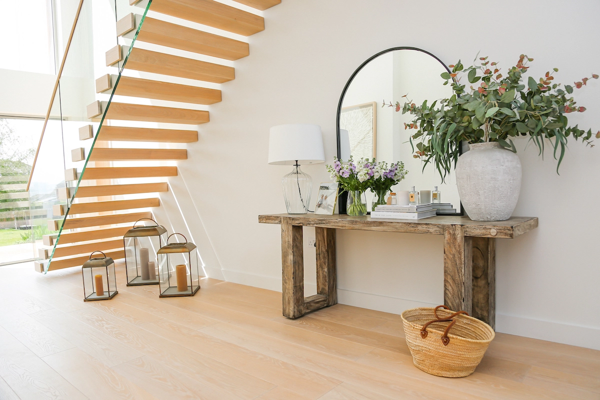 Ivory oak wood flooring in Devon's dream home
