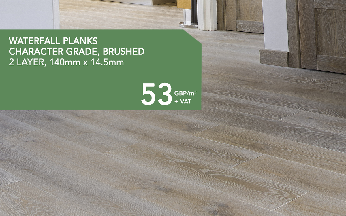 2-LAYER OAK WOOD FLOORING PLANKS IN WATERFALL COLOUR | Ecohardwood